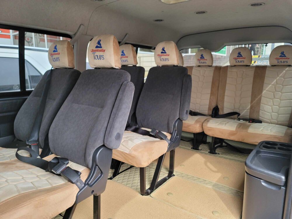 Toyota Haice 3 rows of 9 seats in the back - Travel Gobi Mongolia